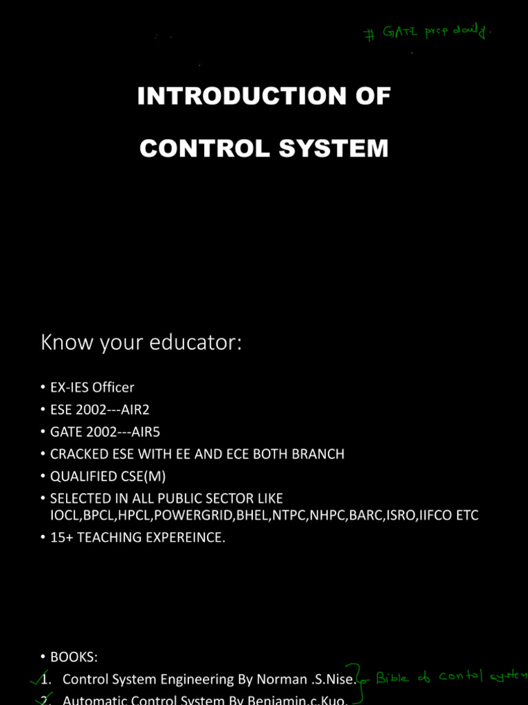 Introduction of Control System Lec-1 | PDF Introduction of Control System Lec-1 | PDF