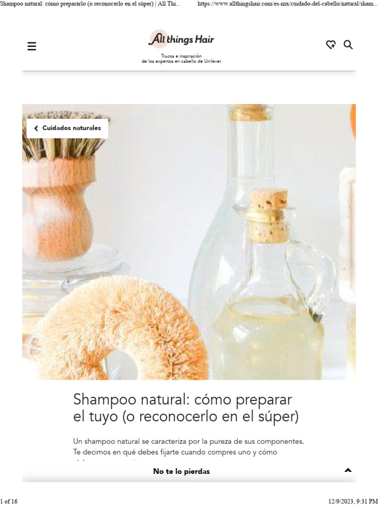 Shampoo Natural Cómo Prepararlo (O Reconocerlo en El Súper) All Things Hair MX | Descargar ...