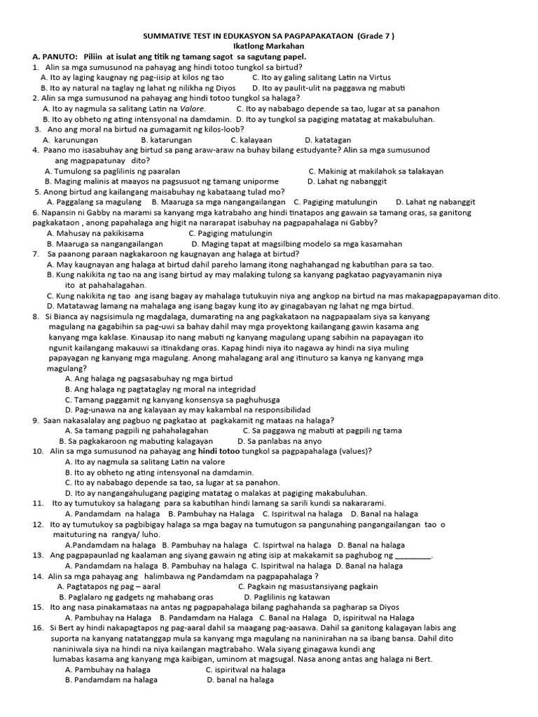 Summative Test | PDF