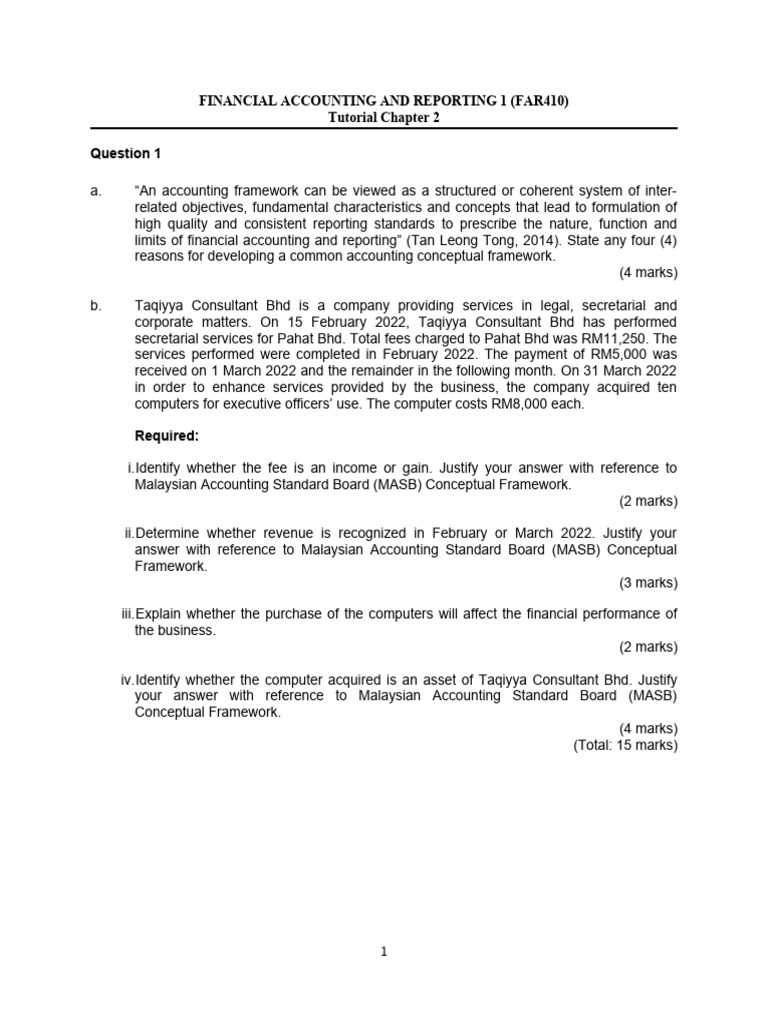 Far410 Tutorial Chapter 2 Question | PDF | Financial Economics | Corporations