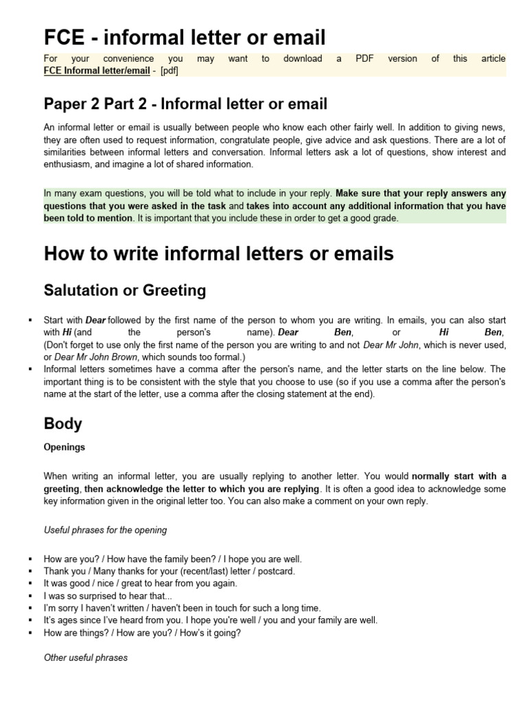 FCE Writing Letter | PDF | Question | Language Mechanics