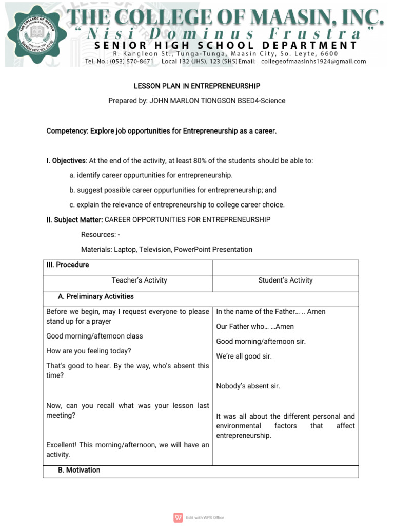 Career Opportunities in Entrepreneurship | PDF | Entrepreneurship ...