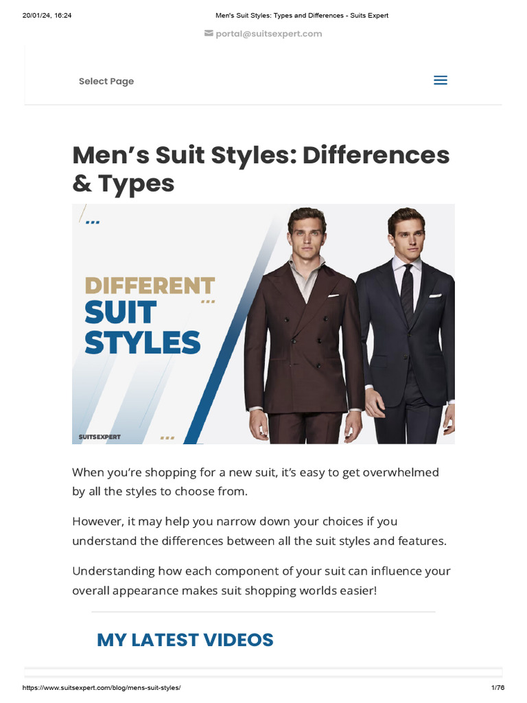 Men's Suit Styles: A Comprehensive Guide | PDF | Softlines (Retail ...