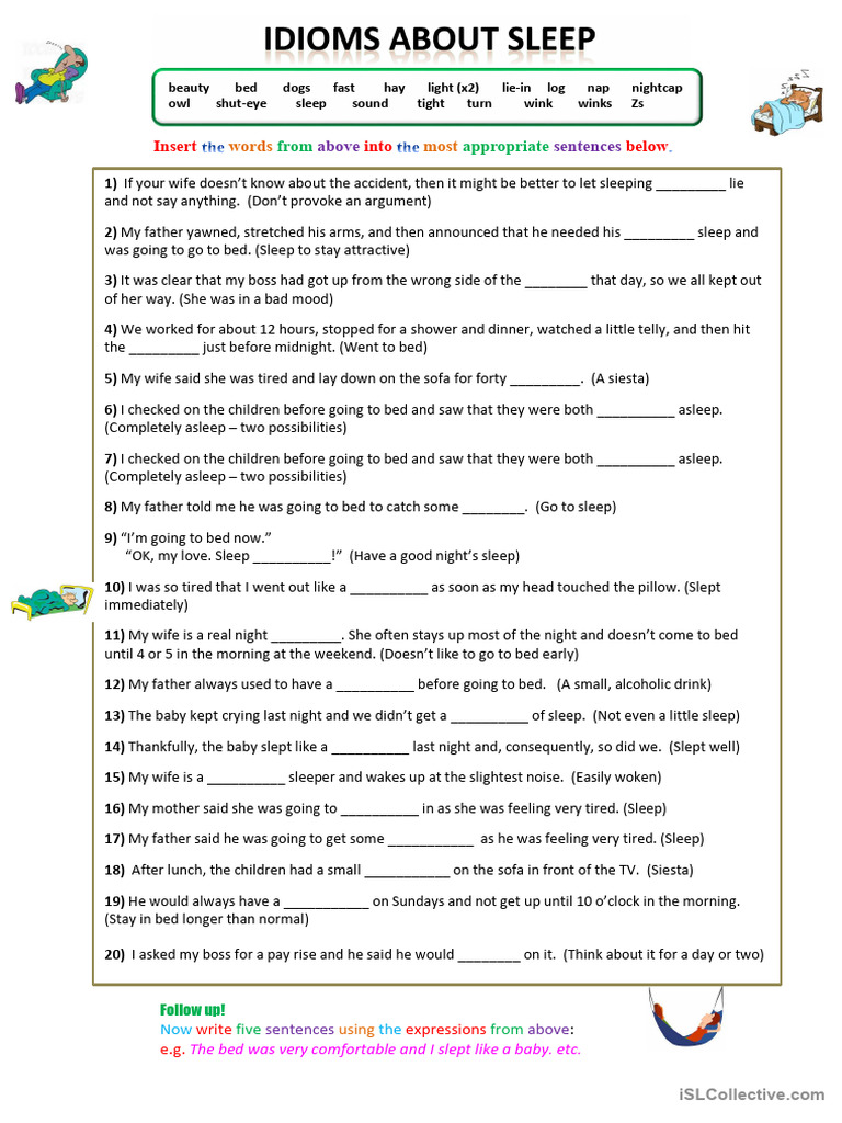 Sleep Idioms | PDF | Sleep | Bed