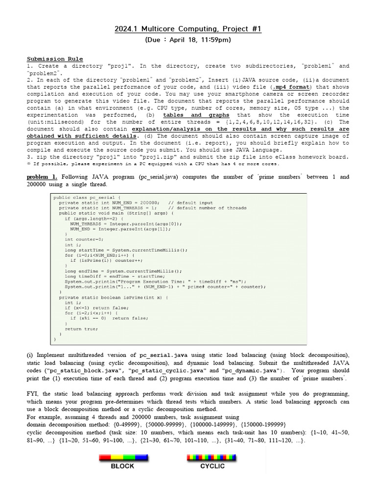 Multicore24 Proj1homework | PDF | Thread (Computing) | Multi Core Processor