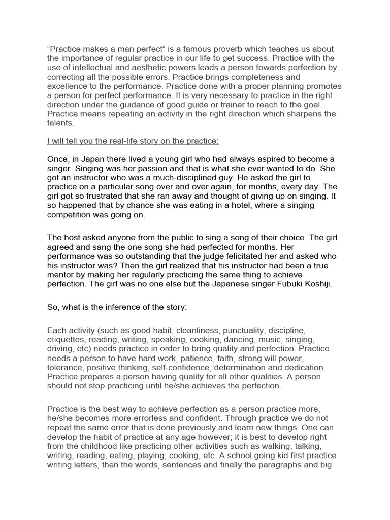 Practice Makes A Man Perfect | PDF