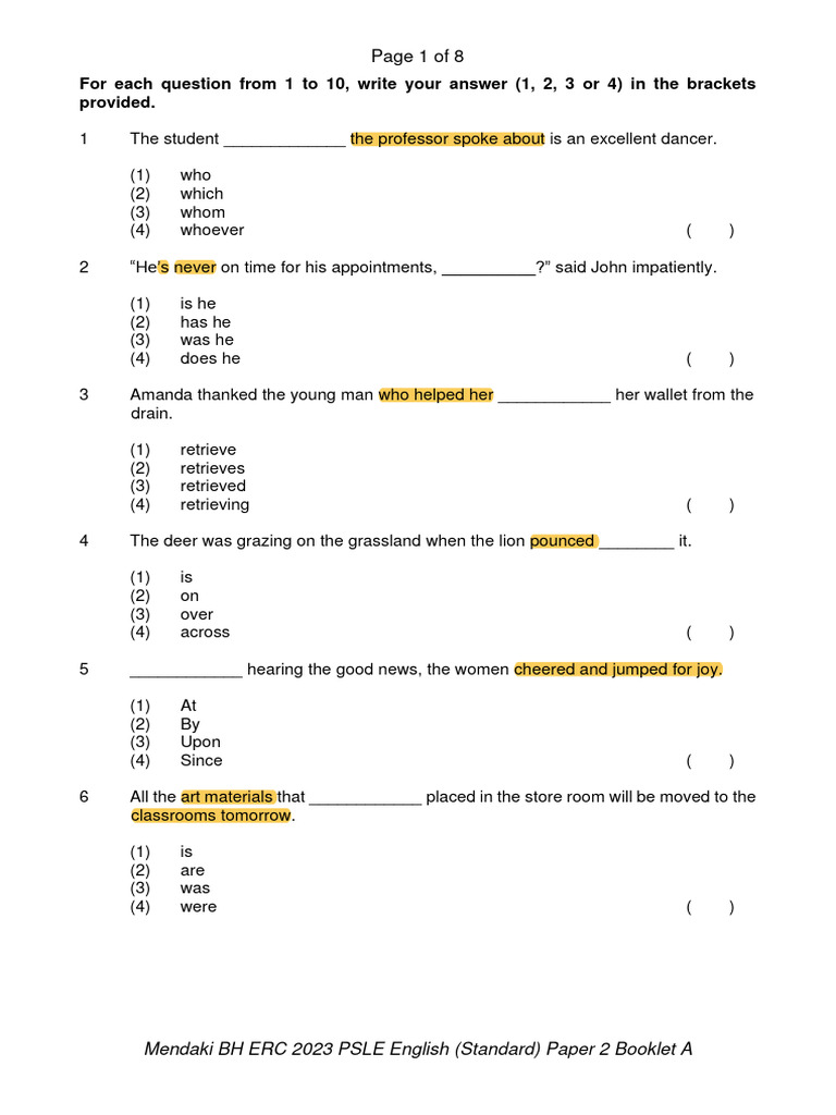 2023 PSLE English Paper 2 Answer Key | PDF | Honey Bee | Climate Change