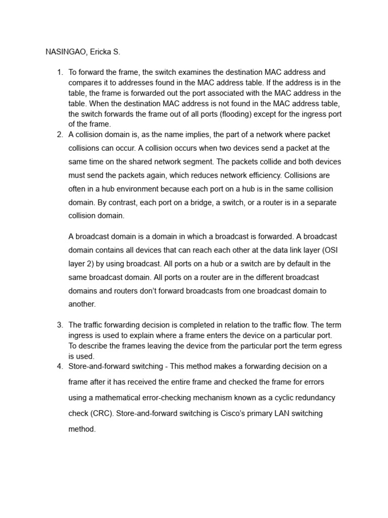 Chapter 2 - Assignment #1 | PDF | Network Switch | Duplex (Telecommunications)