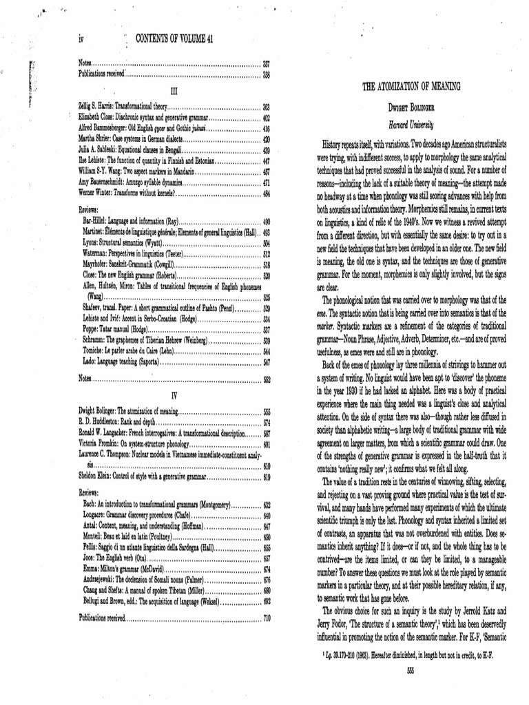 Bolinger The Atomization of Meaning | PDF