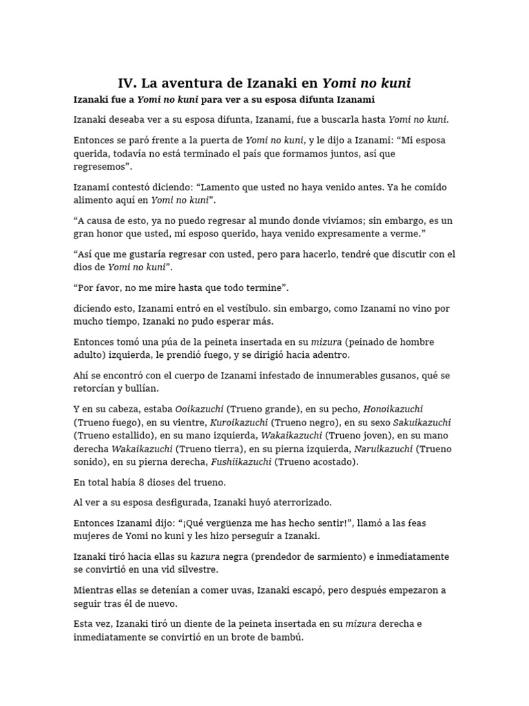3 - La Aventura de Izanaki en Yomi No Kuni - Las Abluciones de Izanaki | PDF