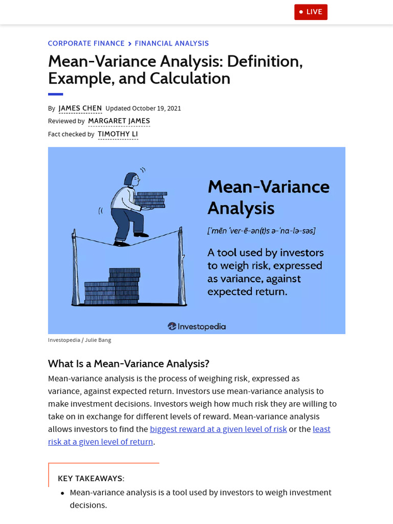 Mean-VarianceAnalysisDefinition, Example, Andcalculation 1710956144731 ...