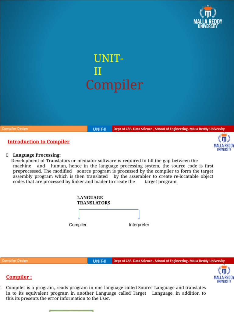 Unit 2 | PDF | Compiler | Parsing