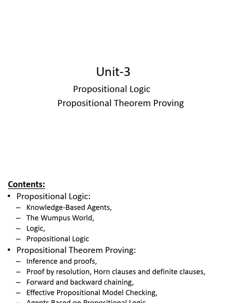 Unit-3 AI | PDF | Knowledge Representation And Reasoning | Logic