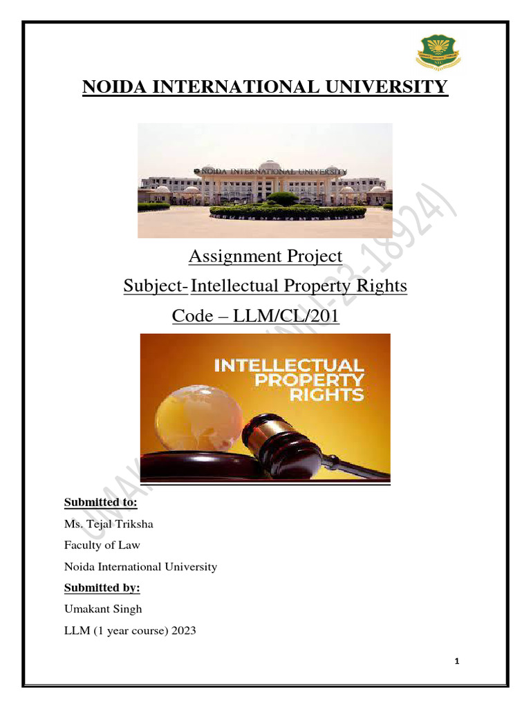 LLM Assignment - Intellectual Property Rights | PDF | Trips Agreement | Trademark