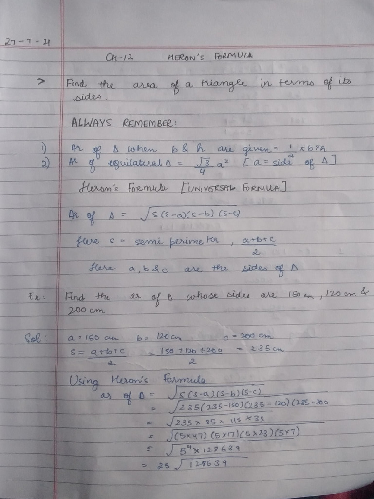 Herons Formula | PDF