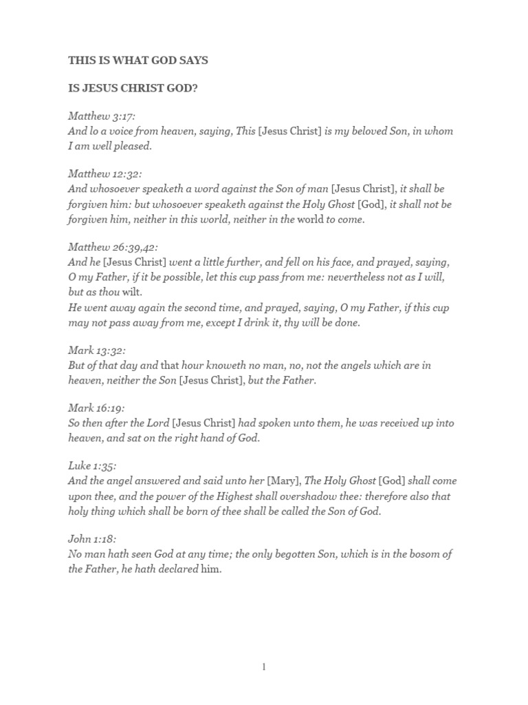 Is Jesus Christ God? Biblical Insights | PDF | Religious Belief And ...