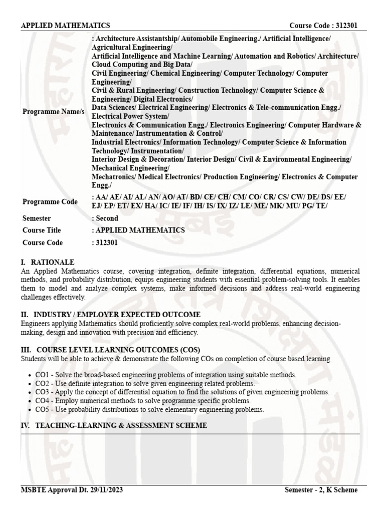 312301-Applied Mathematics 271223 | PDF | Equations | Engineering 312301-Applied Mathematics 271223 | PDF | Equations | Engineering