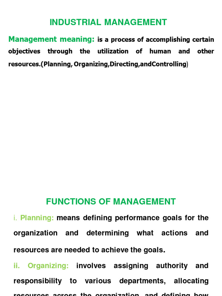Industrial Management Functions Explained | PDF | Leadership | Decision ...