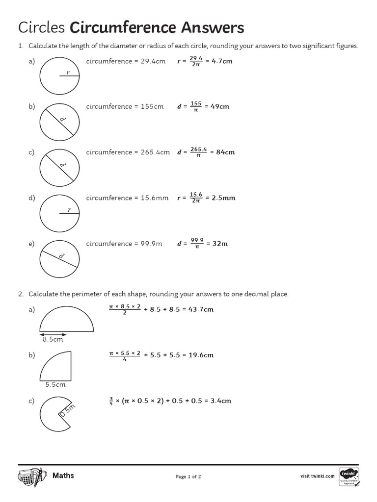 Circle Calculations & Perimeter Guide | PDF | Significant Figures | Pi