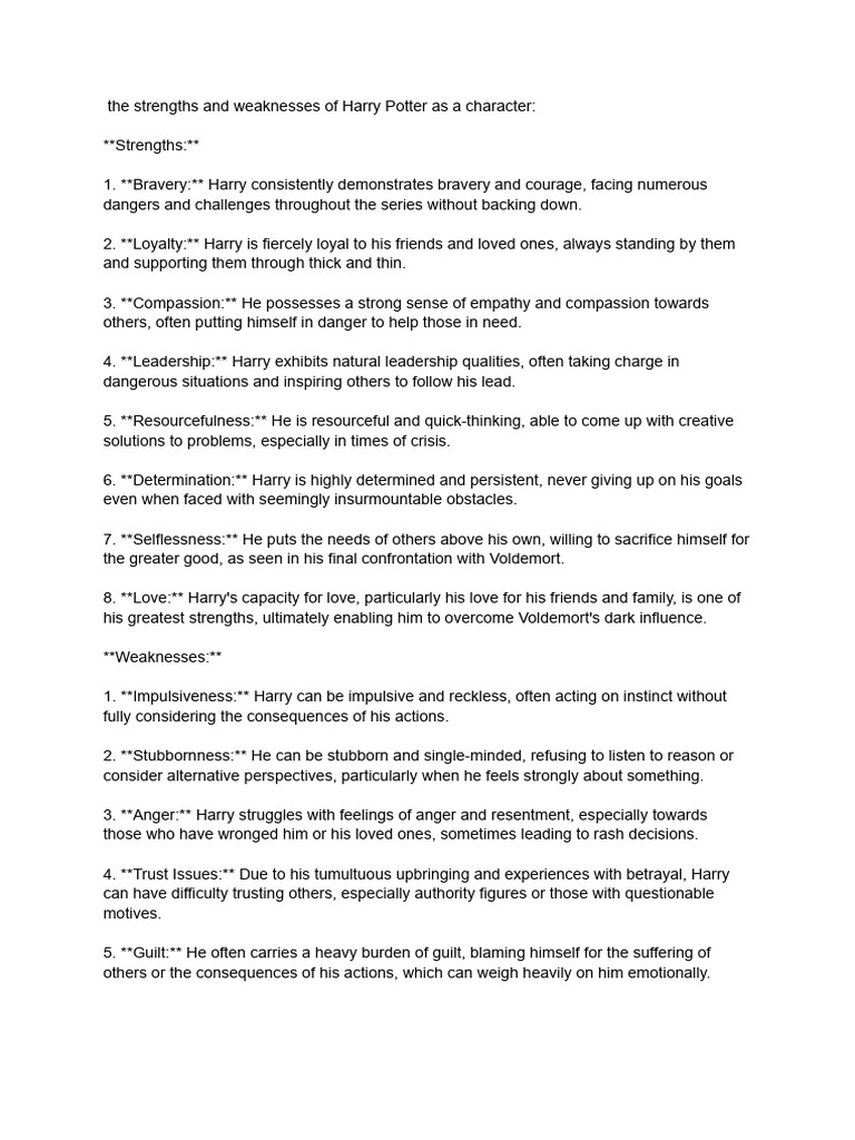 Harry Potter character-1 | PDF | Courage | Psychological Concepts
