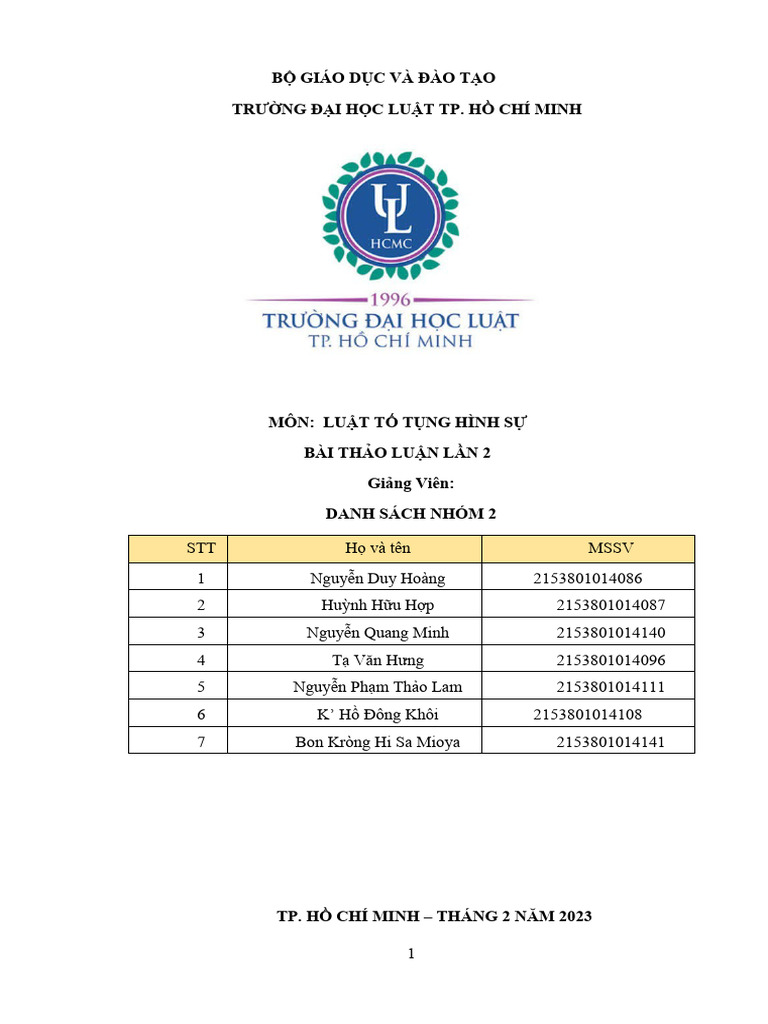 TTHS lần 2 nhóm 2 | PDF