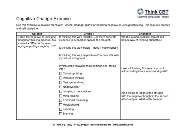 Cognitive Change Exercise Guide | PDF