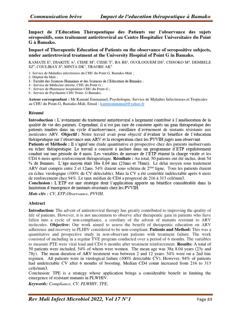 Remim Vol17 Pages 89 96 Preuves | PDF | VIH | SIDA