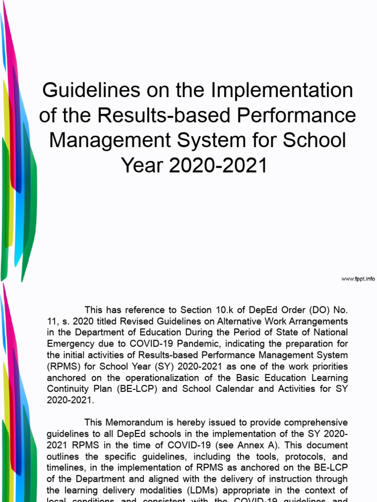 RPMS Guidelines | PDF | Learning | Cognition