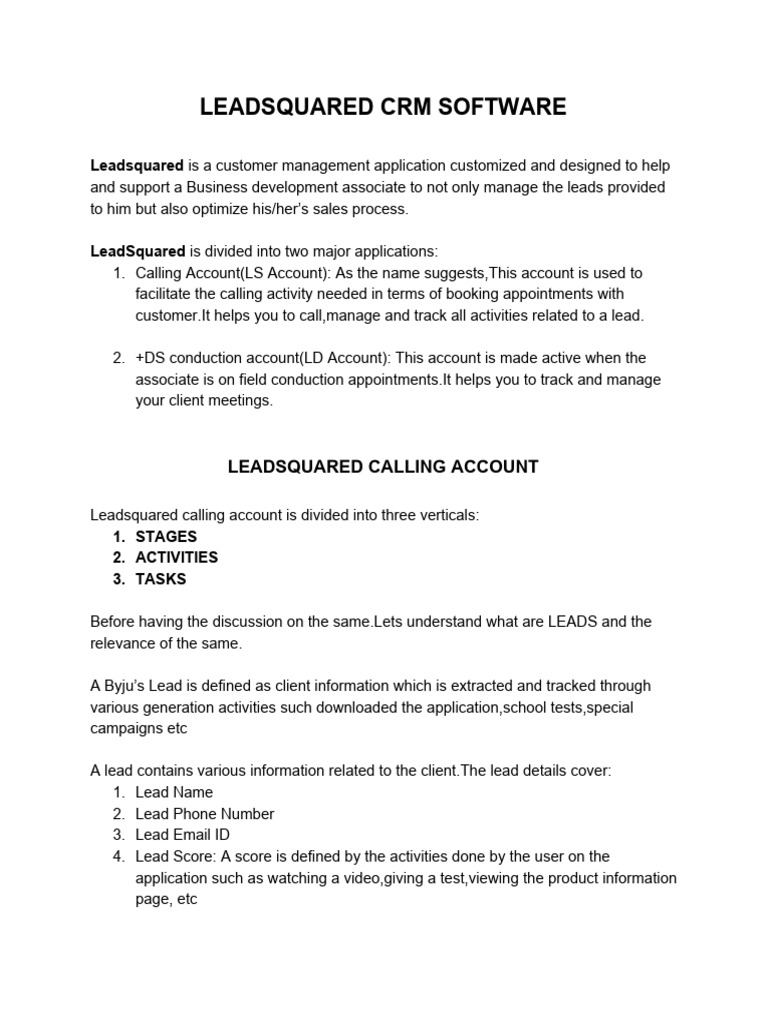 LeadSquared CRM: Optimize Sales Process | PDF | Customer Relationship ...