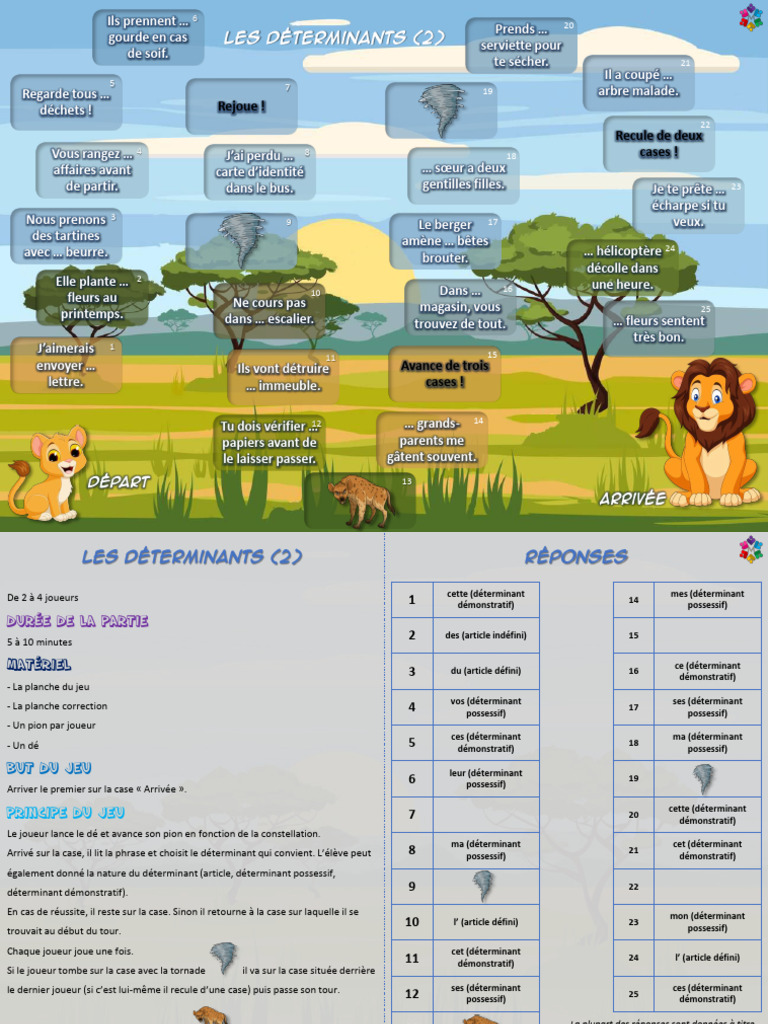 Jeu - Grammaire - CE2 - Les Déterminants | PDF