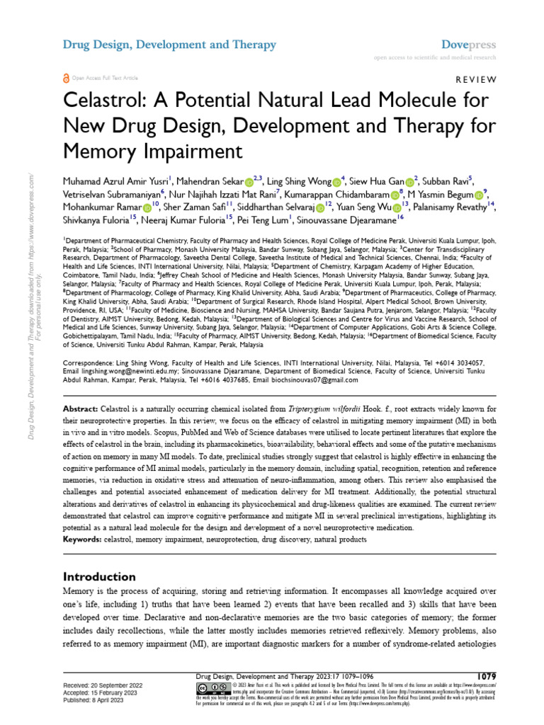 DDDT 389977 Celastrol A Potential Natural Lead Molecule For New Drug de ...