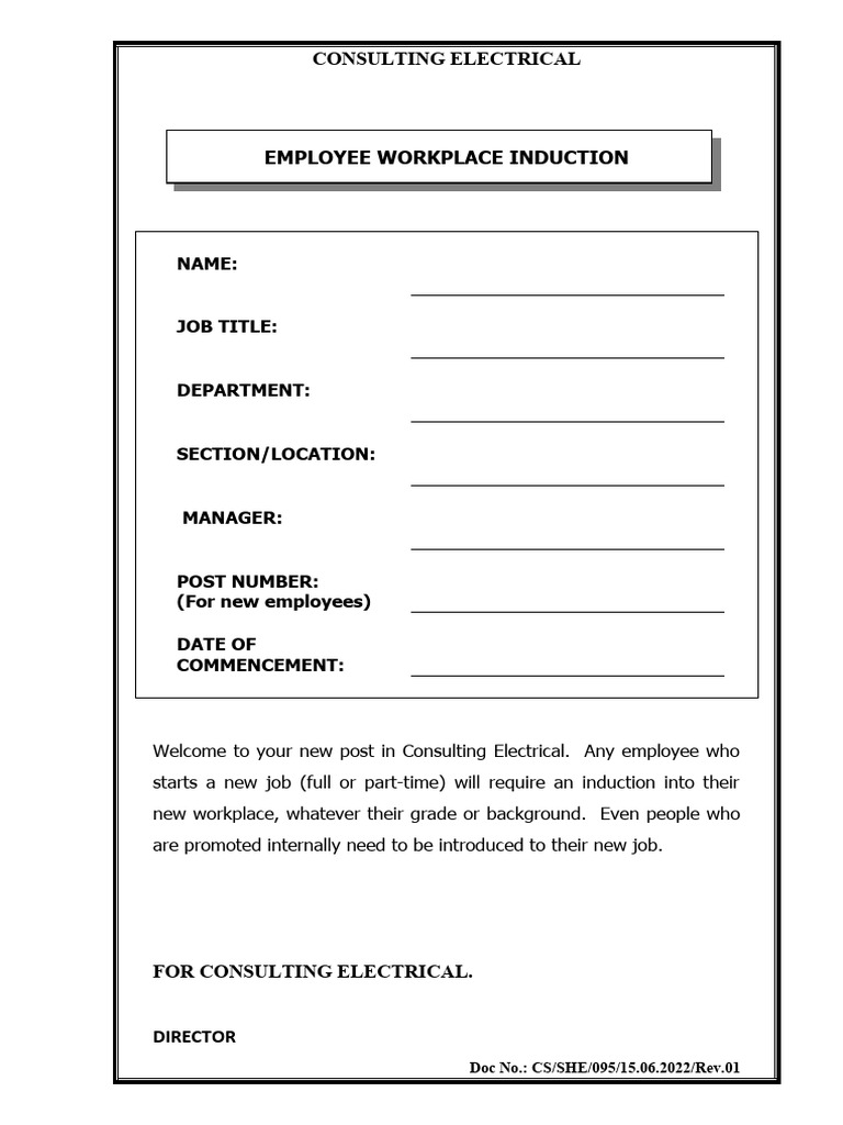 New Employee Induction Plan | PDF | Employment | Consultant