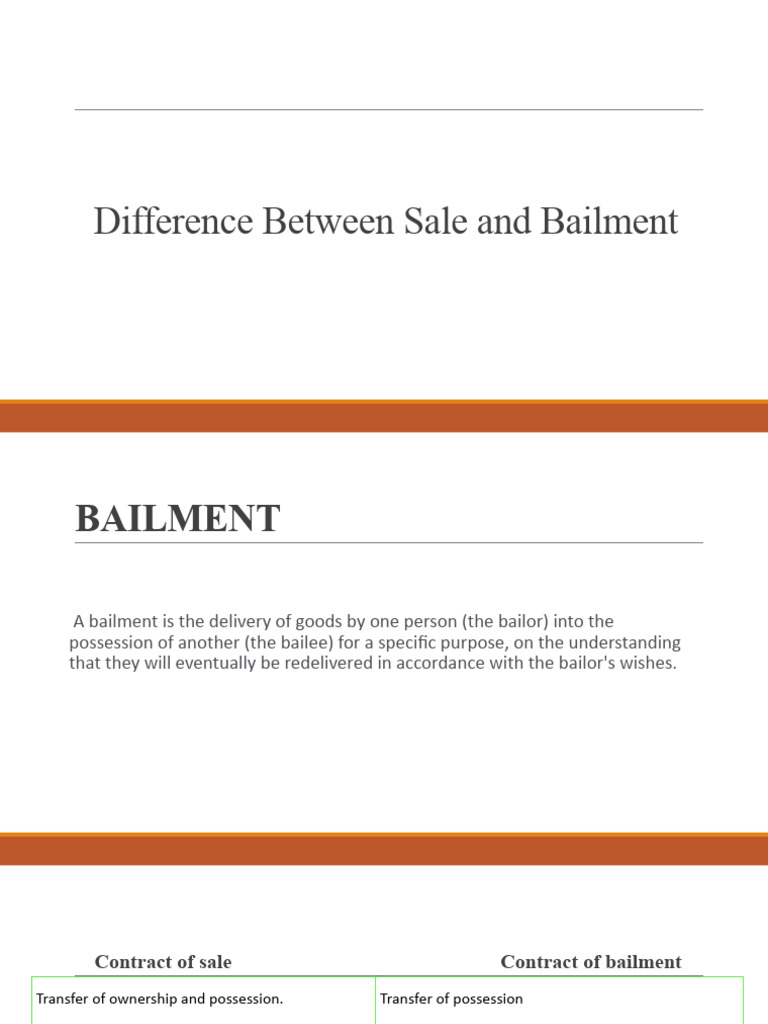 Difference Between Sale and Bailment | PDF