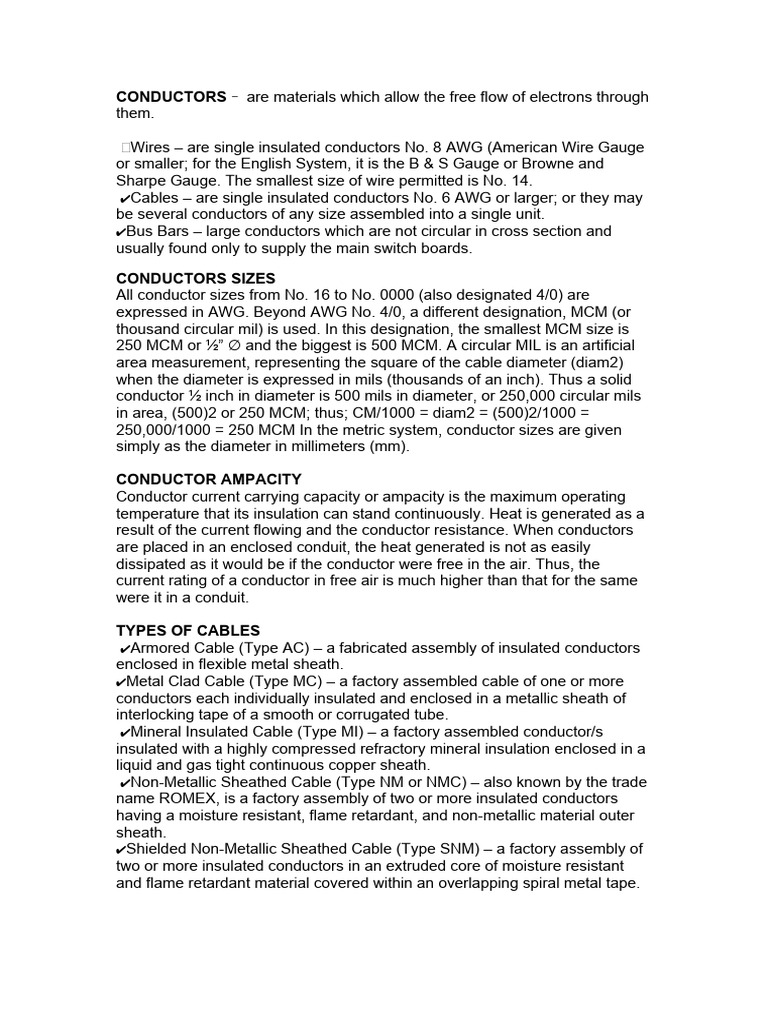 CONDUCTORS - Are Materials Which Allow The Free Flo | PDF | Switch ...