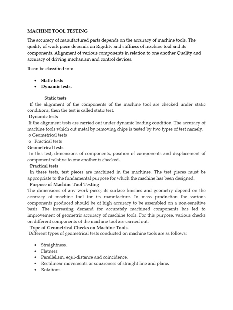 Machine Tool Testing | PDF | Machines | Machine Tool