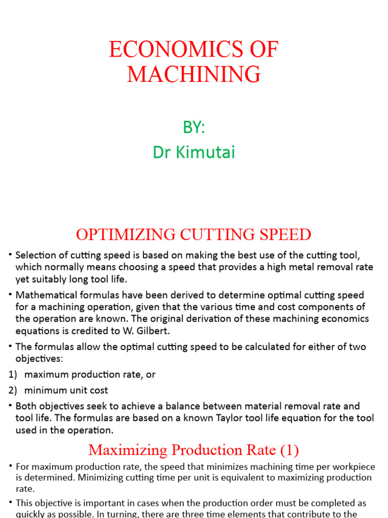 Machining Economics | PDF | Machining | Metalworking