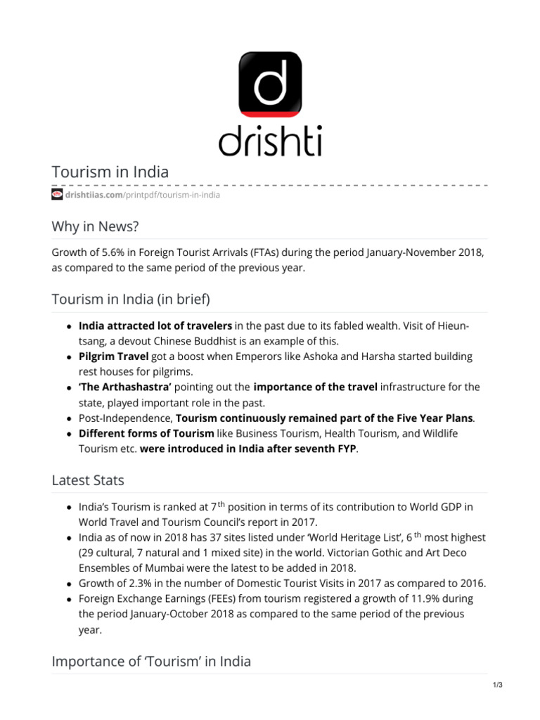 Tourism In India Pdf Tourism Infrastructure