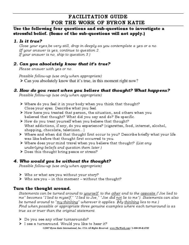 The Work - Facilitation Guide-Byron Katie | PDF