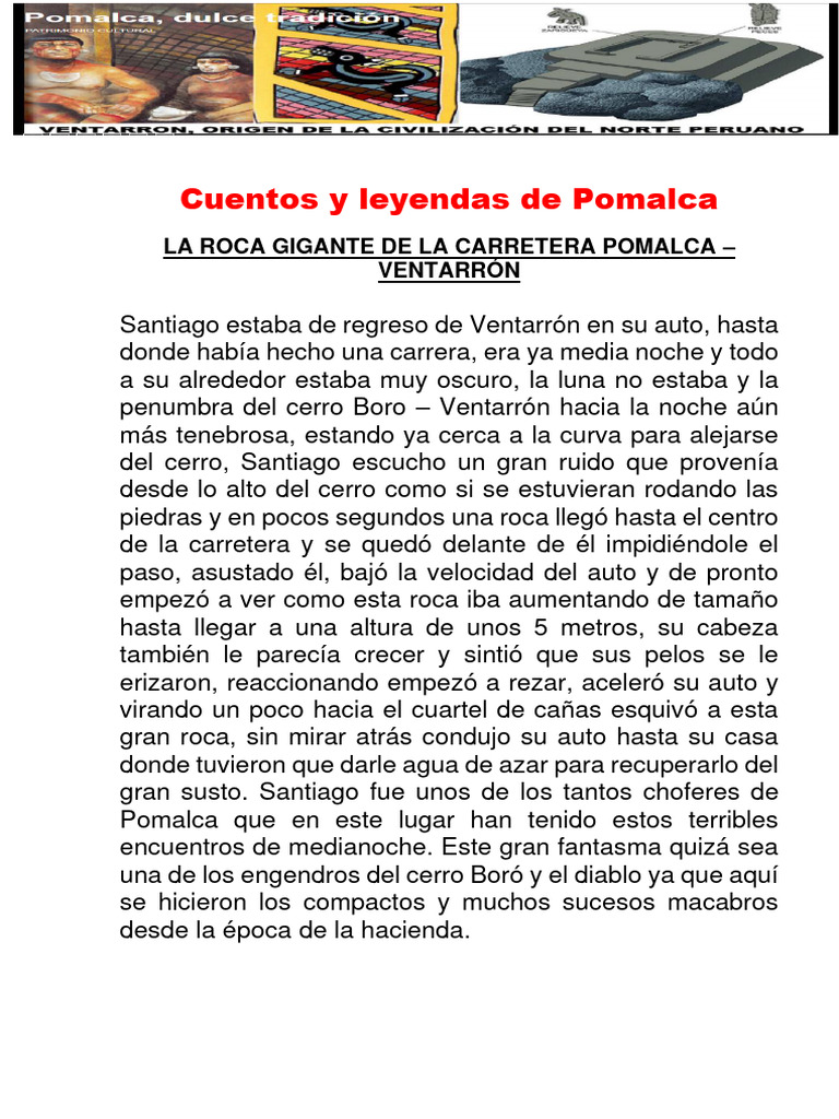 Leyenda - La Roca Gigante de La Carretera PomalcA | PDF