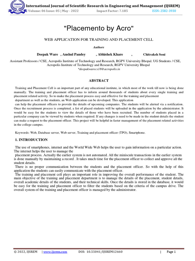 Placemento by Acro - Web Application For Training & Placement Cell ... Placemento by Acro - Web Application For Training & Placement Cell ...