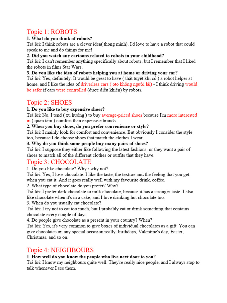 26 Topic Speaking Part One | PDF | Laughter | Toys