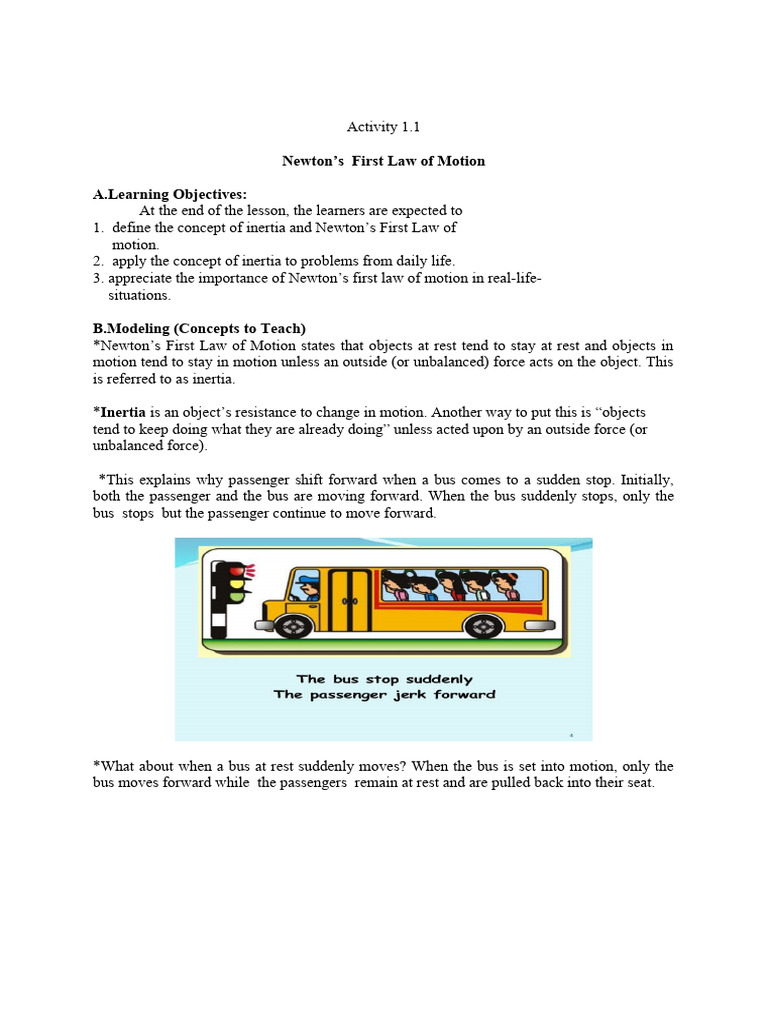 Newtons Laws of Motion Enrichment Activities | PDF | Force | Inertia