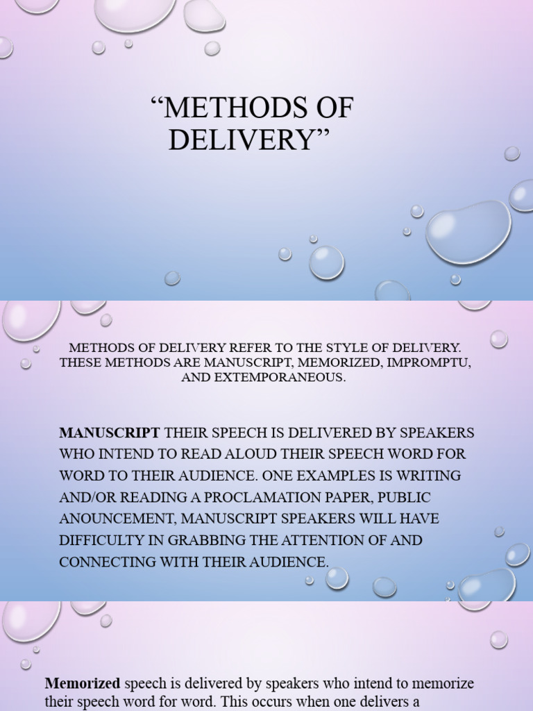 Methods of Delivery Arriba | PDF | Human Communication