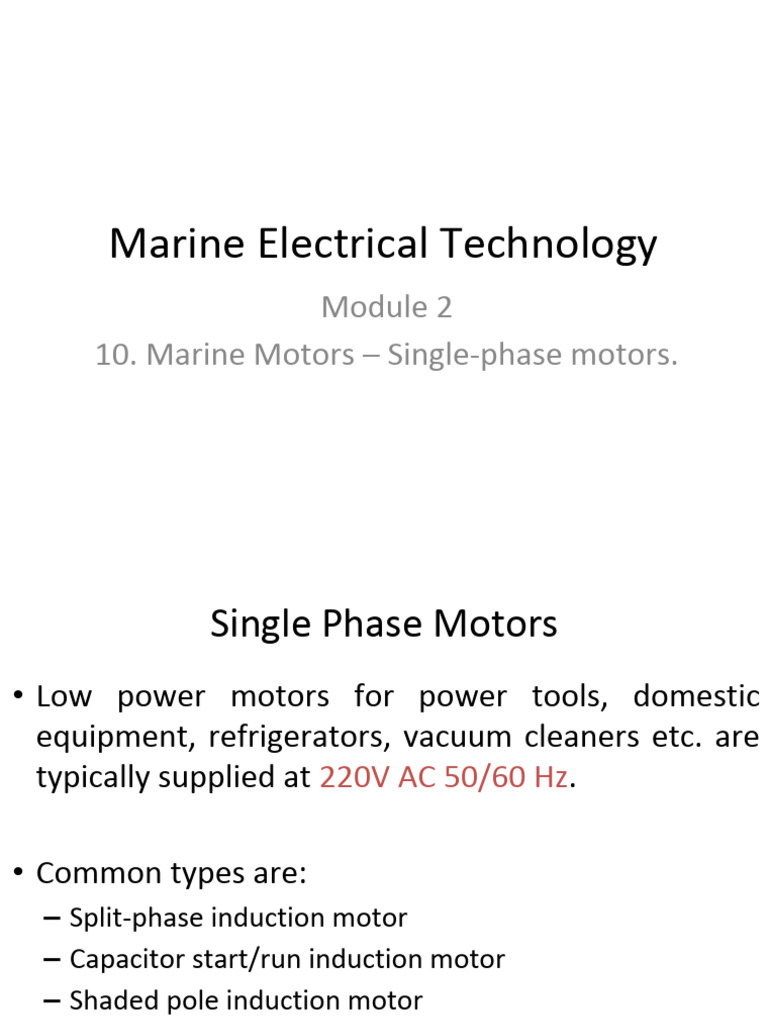 MOD 2.13 Motors 5 1-Phase Motors | PDF | Electric Motor | Electricity