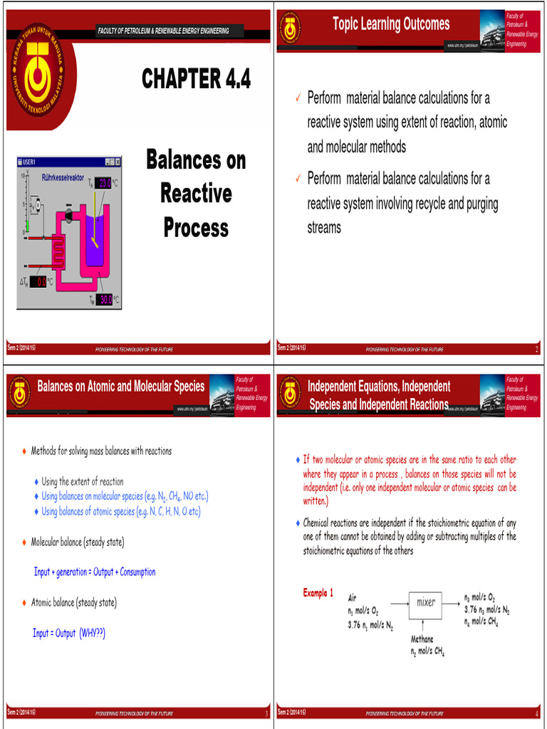 06 SKKK1113 201415 - 2 Chap 4.4 4.6 | PDF | Stoichiometry | Methane
