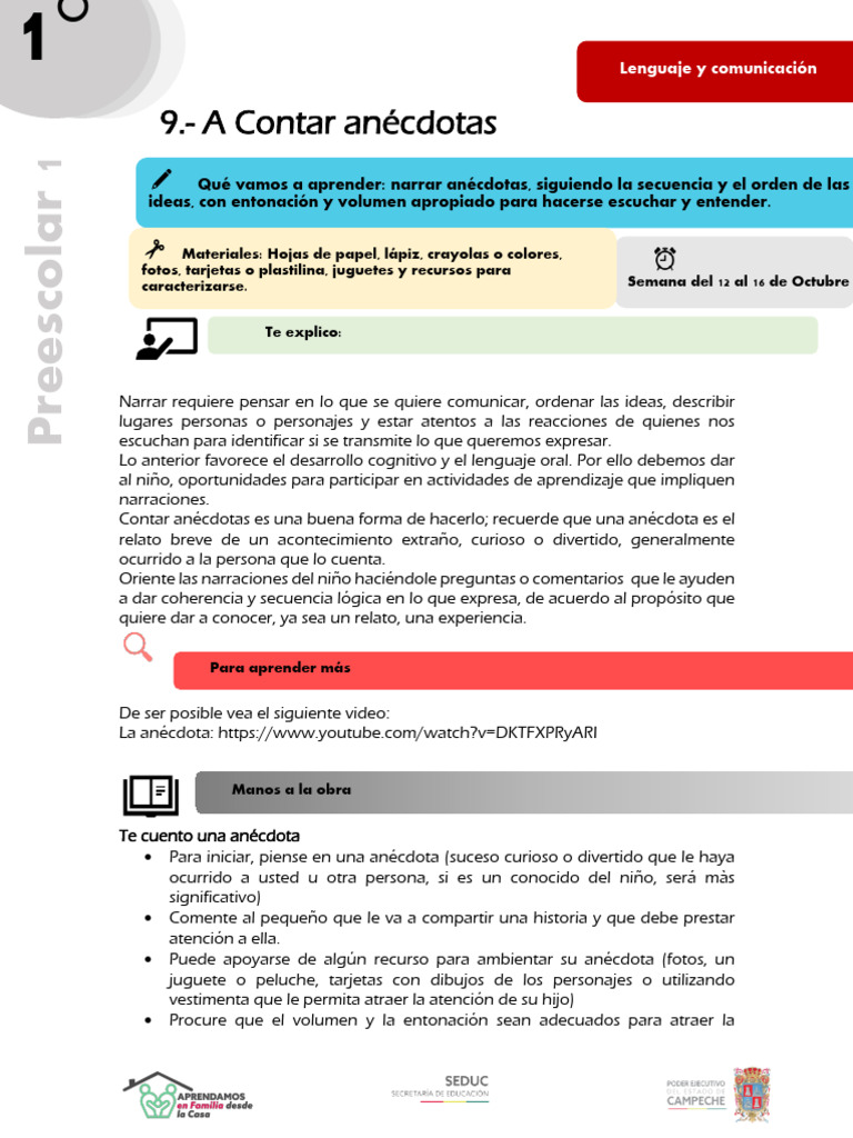 A Contar Anecdotas | PDF | Educación de la primera infancia | Narración
