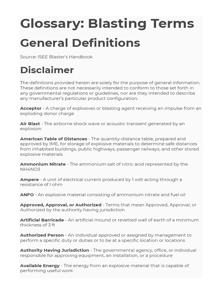 blasting terms | PDF | Explosion | Combustion