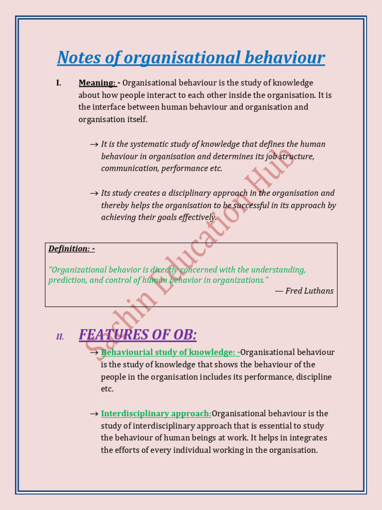 Organisational - Behaviour - Notes SEH | PDF | Job Satisfaction ...