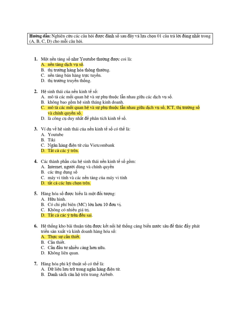 Cau Hoi Trac Nghiem - Chuong 2 | PDF