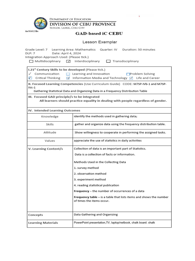 DLP 7 Gathering Statistical Data | PDF | Interval (Music) | Learning